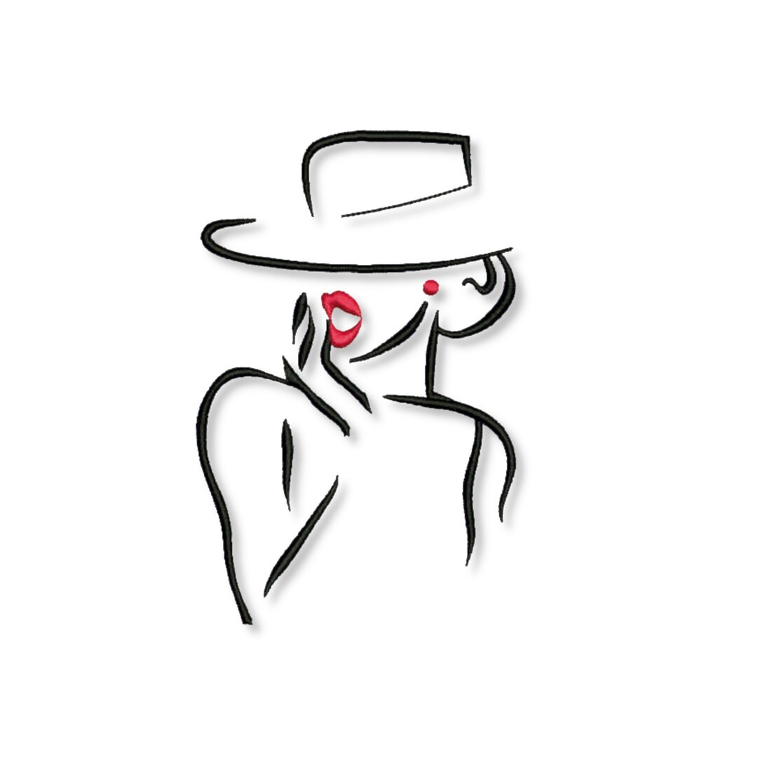 Lady With Red Lips Embroidery Designs Ladies Machine Embroidery Designs ...
