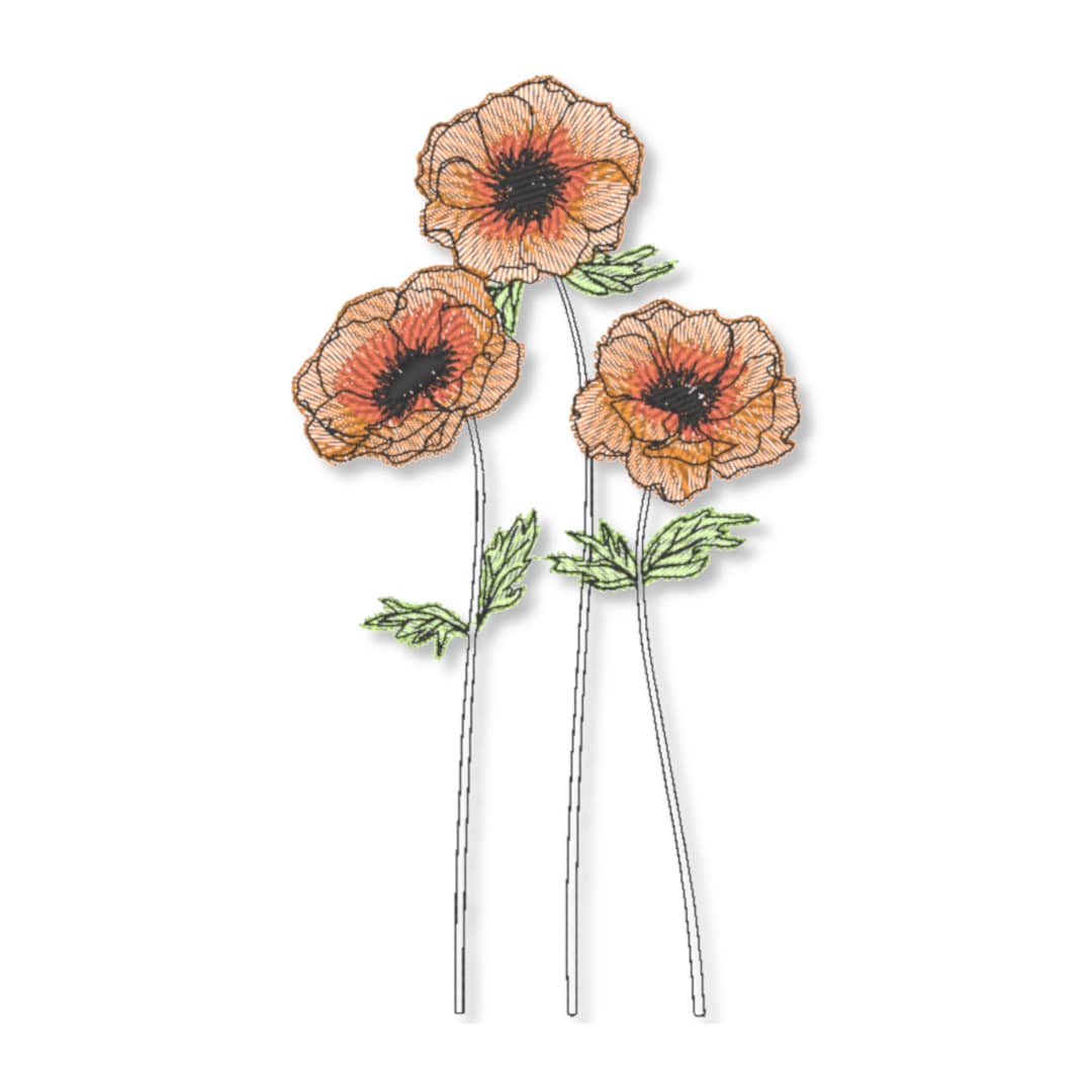 Anemone Embroidery Spring Flowers Embroidery Designs Bouquets for ...