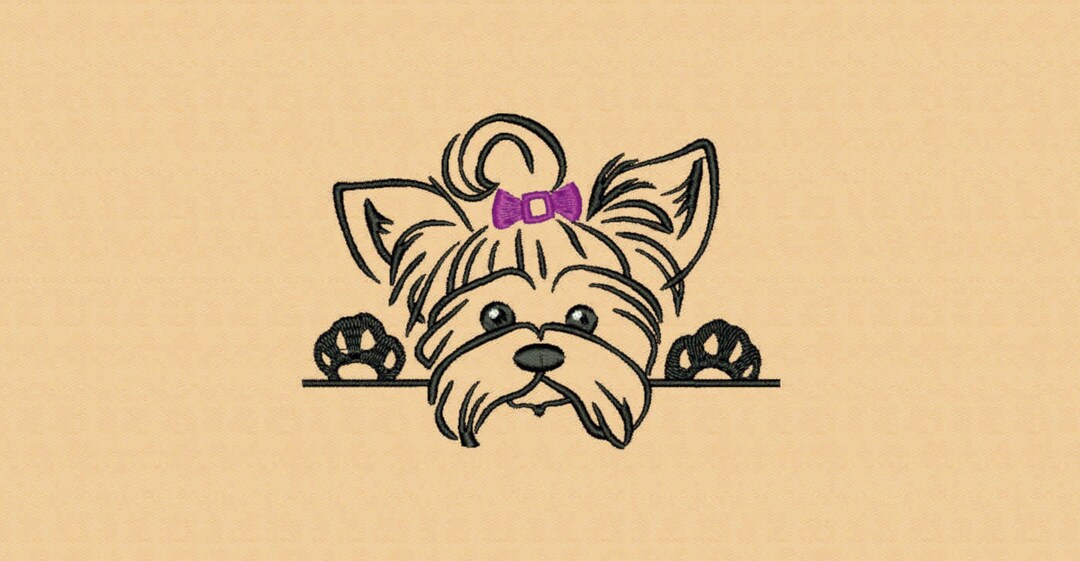 Yorkshire Terrier Machine Embroidery Design 7'' 6'' 5'' 4.5'' 4'' 3.5 ...
