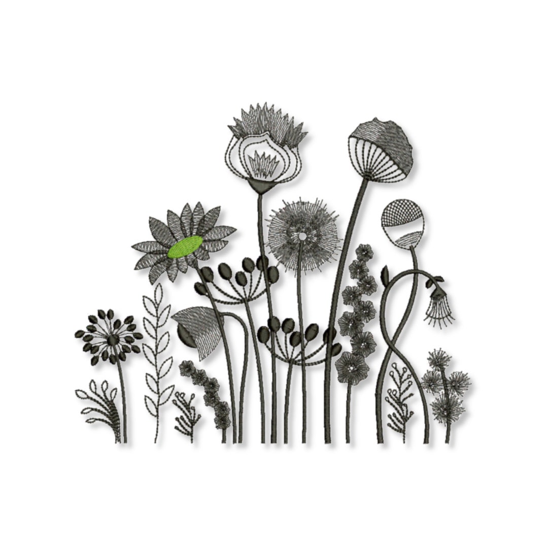 Wildflower Machine Embroidery Designs Floral Meadow Embroidery Pattern ...