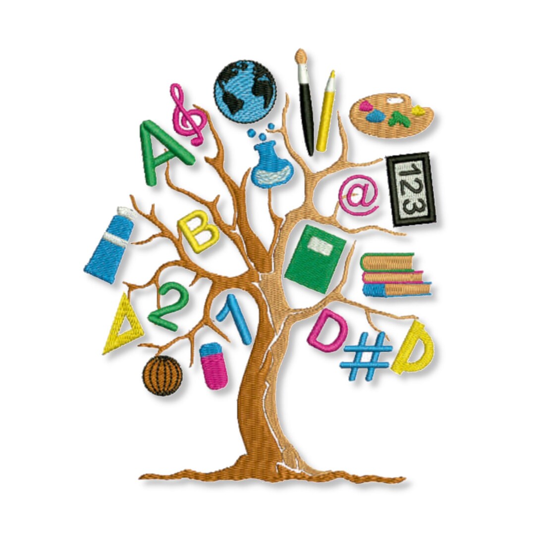 Back to School Machine Embroidery Designs Wisdom Tree Embroidery - Etsy