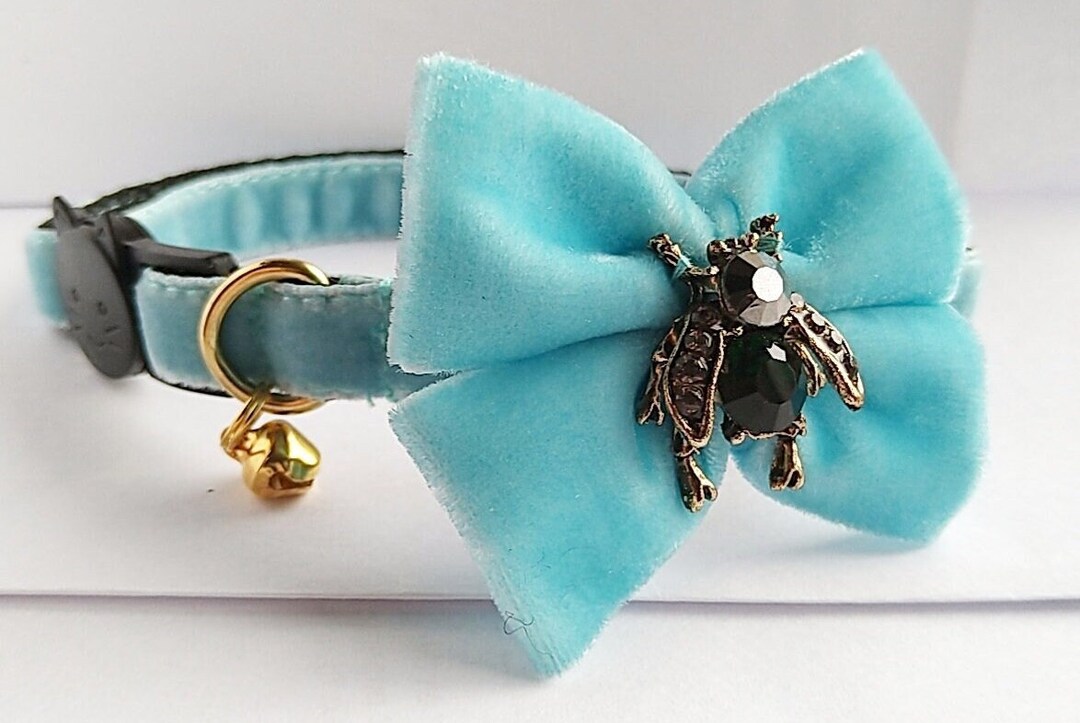 Emerald Fly - Gothic Cat Collar/royal Cat Collar/blue Velvet Collar ...