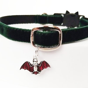 Vampire Bat Cat Collar: Burgundy Velvet, Gothic Kitten Collar - Etsy
