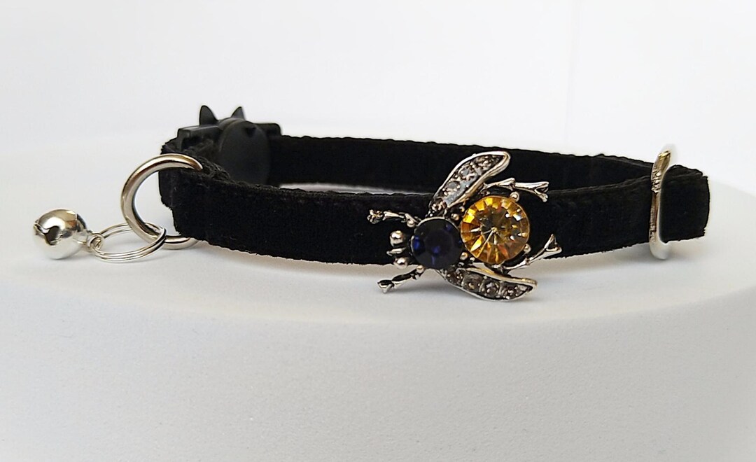 Black Velvet Cat Collar: Gothic Fly Charm, Breakaway Buckle - Etsy