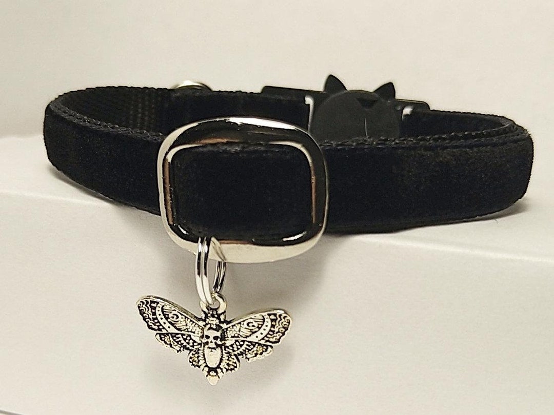Death's Head Moth - Cat Collar With Pendant/black Velvet Cat Collar ...