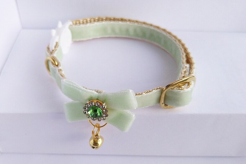 Cat Collar Light Green/gem Cat Collar/puppy Collar/kitten - Etsy