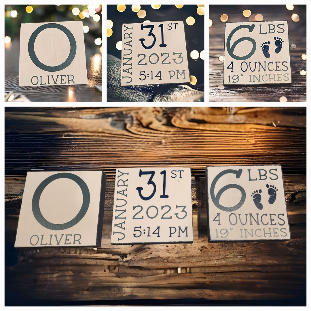 Personalized Baby Birth Stats Wood Blocks, Nursery Decor - Etsy