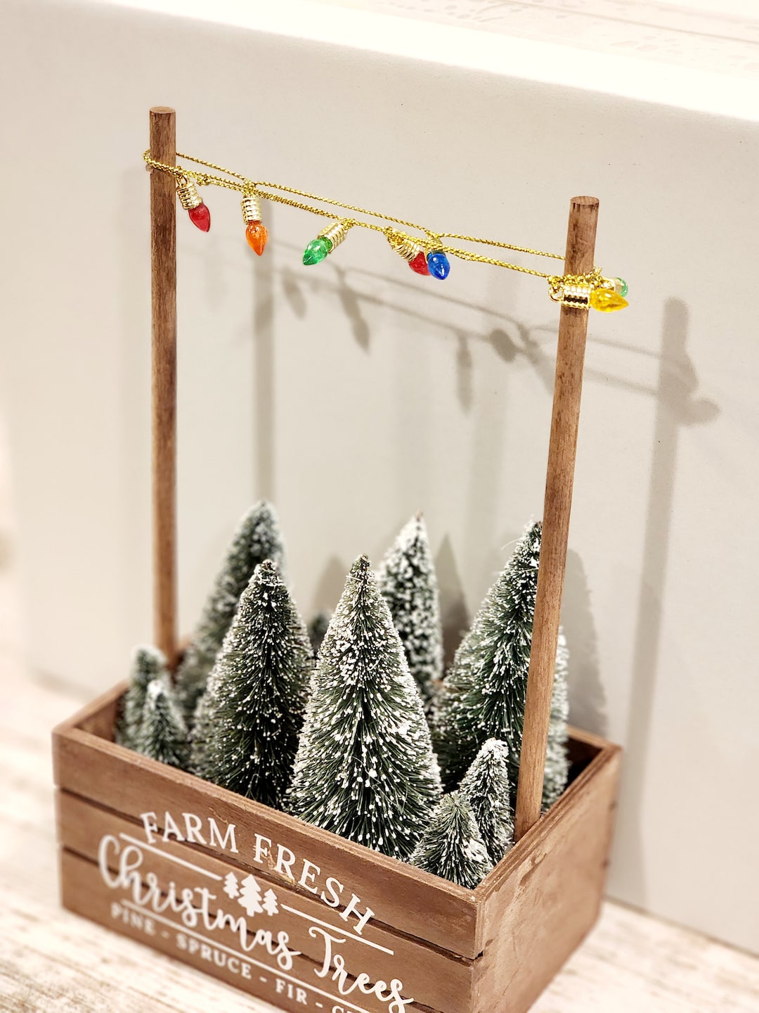 Christmas Tree Farm Display Rustic Farmhouse Holiday Winter Decor Tier ...