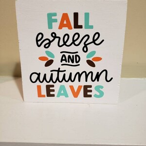 4 Pack Mini Fall Signs, Wood Square 5x5 Block, Custom Fall Décor , Gift ...