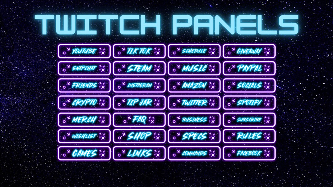 36 Neon Gaming Twitch Panels - Etsy