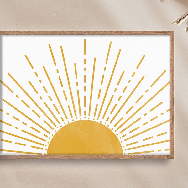 Horizontal Boho Sun Print - Etsy