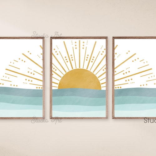 Ocean Waves Print Boho Beach Print Ocean Wall Art Modern - Etsy