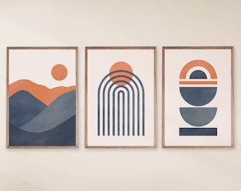 Printable Art, Mid Century Modern Art Set of 3 Prints, Abstract ...