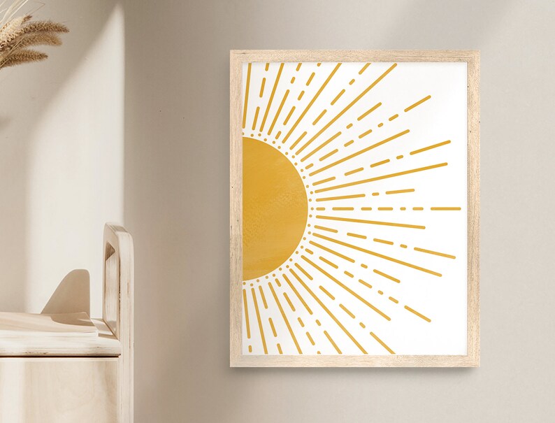 Printable Art, Yellow Sun Print Set, Sun Print Set of 2 Prints, Yellow ...