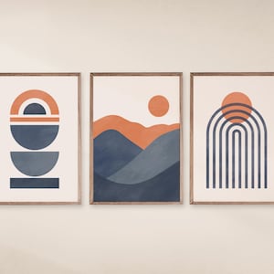 Printable Art, Mid Century Modern Art Set of 3 Prints, Abstract ...