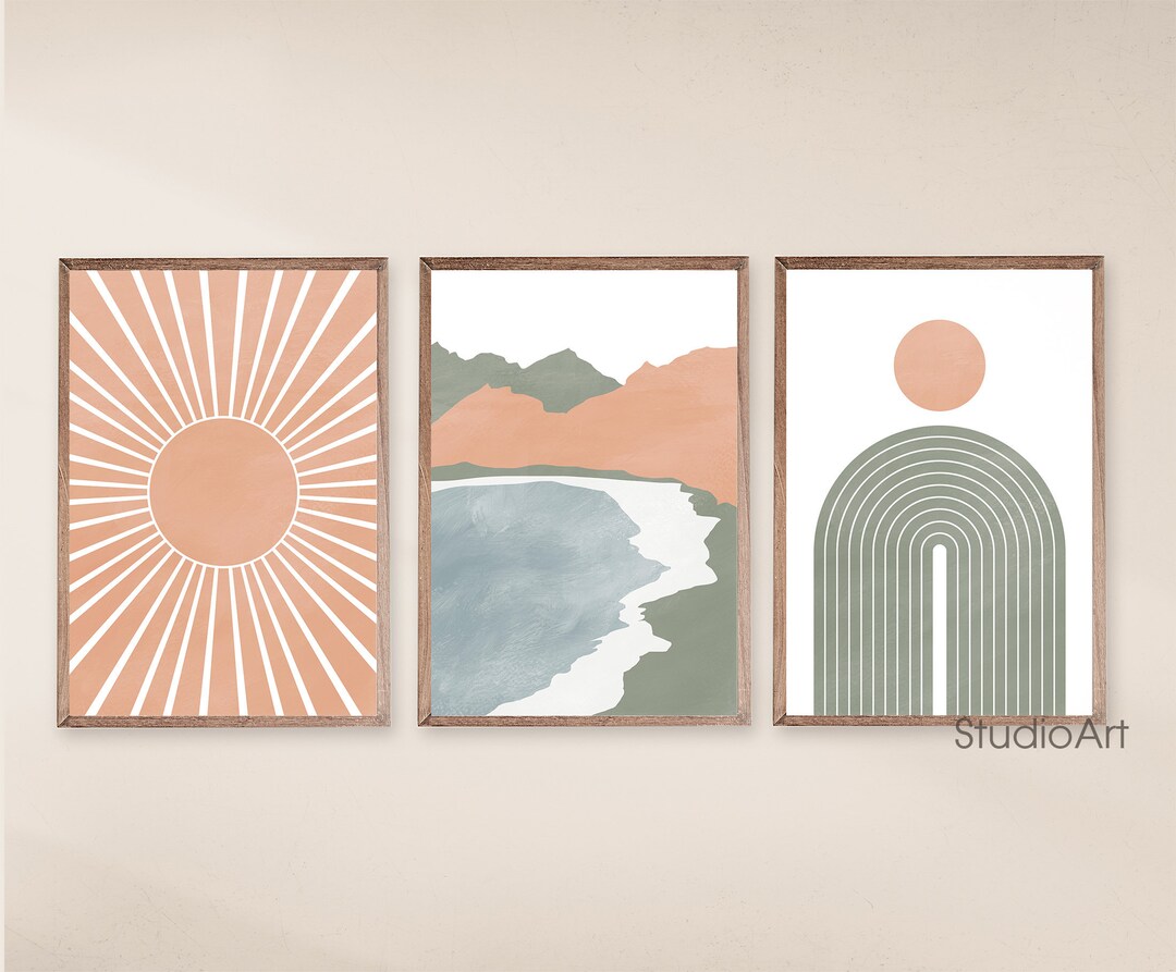 Printable Art, Mid Century Modern Art Set of 3 Prints, Abstract ...