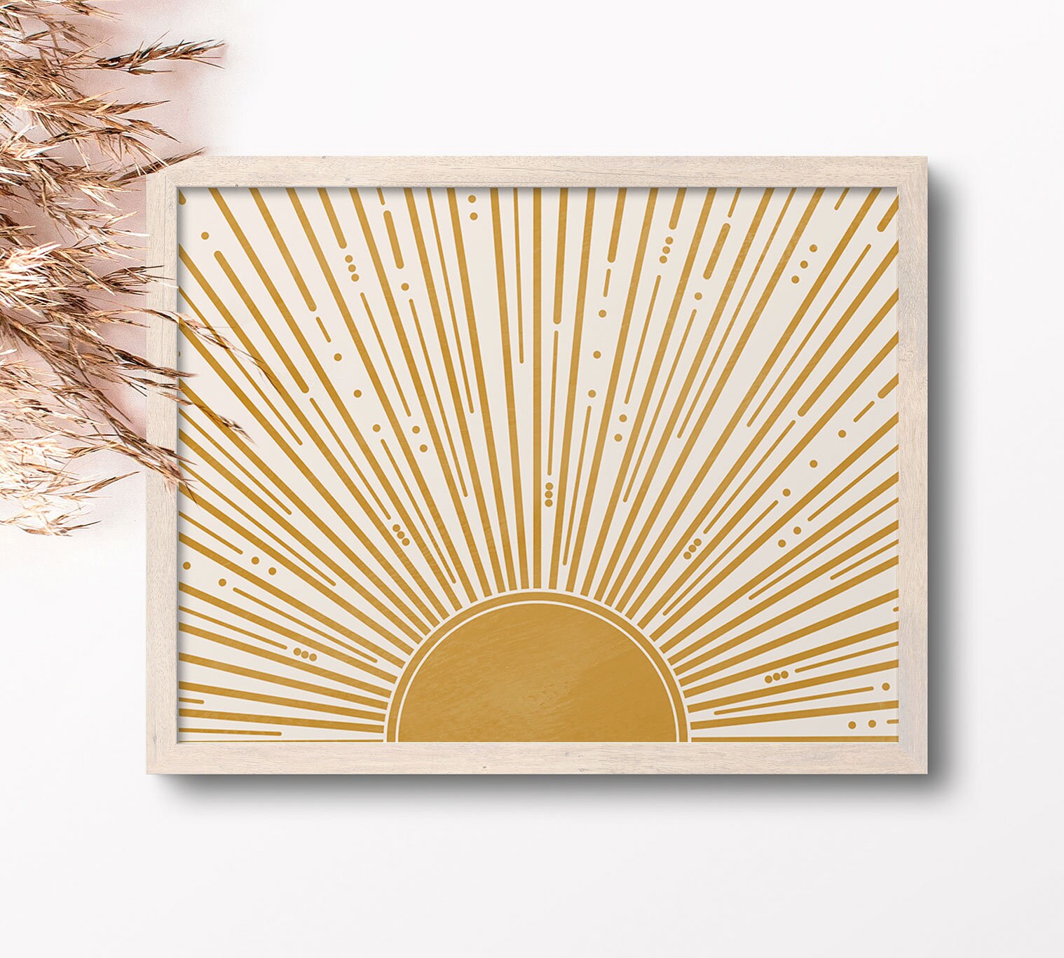 Printable Art, Yellow Sun Print, Mustard Yellow Boho Sun Print ...