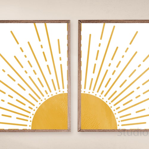 Printable Art Yellow Sun Print Set Sun Print Set of 2 - Etsy