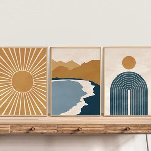Printable Art, Mid Century Modern Art Set of 3 Prints, Abstract ...