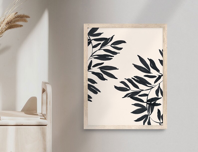 Abstract Botanical Print Watercolor Botanical Art Black | Etsy