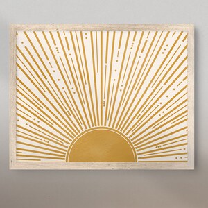 Printable Art, Yellow Sun Print, Mustard Yellow Boho Sun Print ...