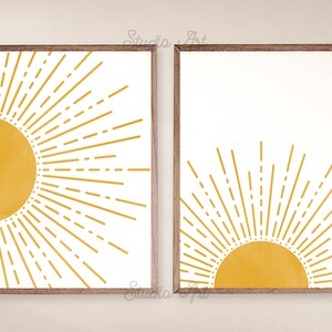 Printable Art Yellow Sun Print Set Sun Print Set of 2 - Etsy