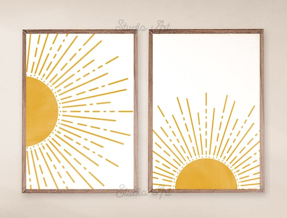 Printable Art Yellow Sun Print Set Sun Print Set of 2 - Etsy