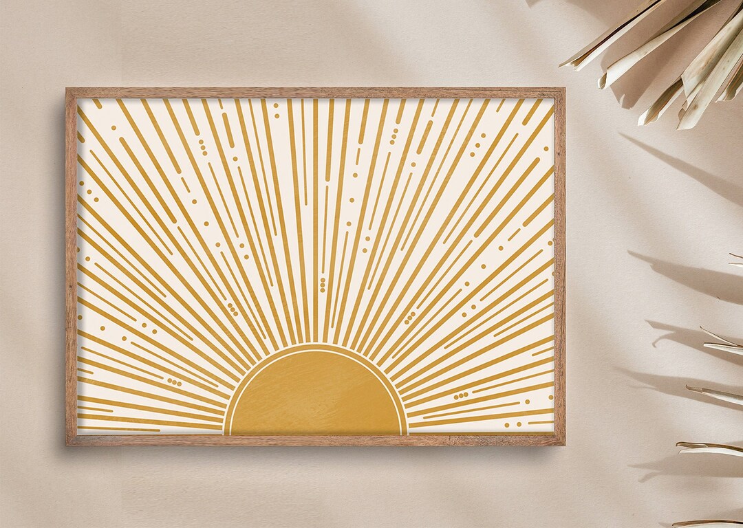 Printable Art, Yellow Sun Print, Mustard Yellow Boho Sun Print ...