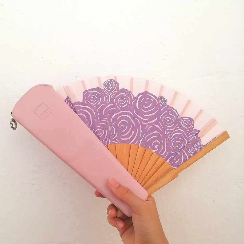 Hand Fan Case Pink , 100% Soft Leather , Fashion Accessory , Gift for ...