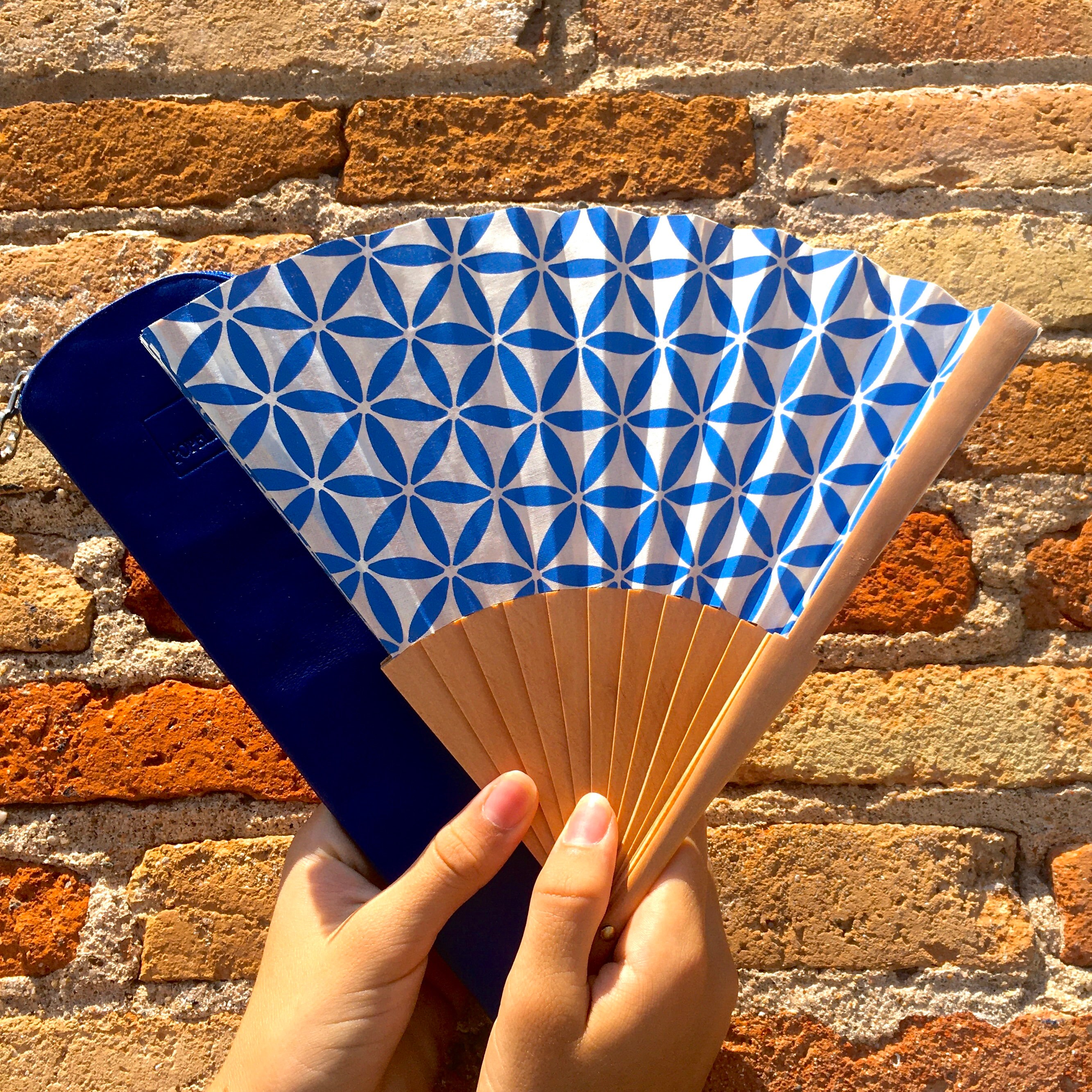 Hand Fan , Flower of Life , Blue , Handmade , Modern Folding Hand Fan ...