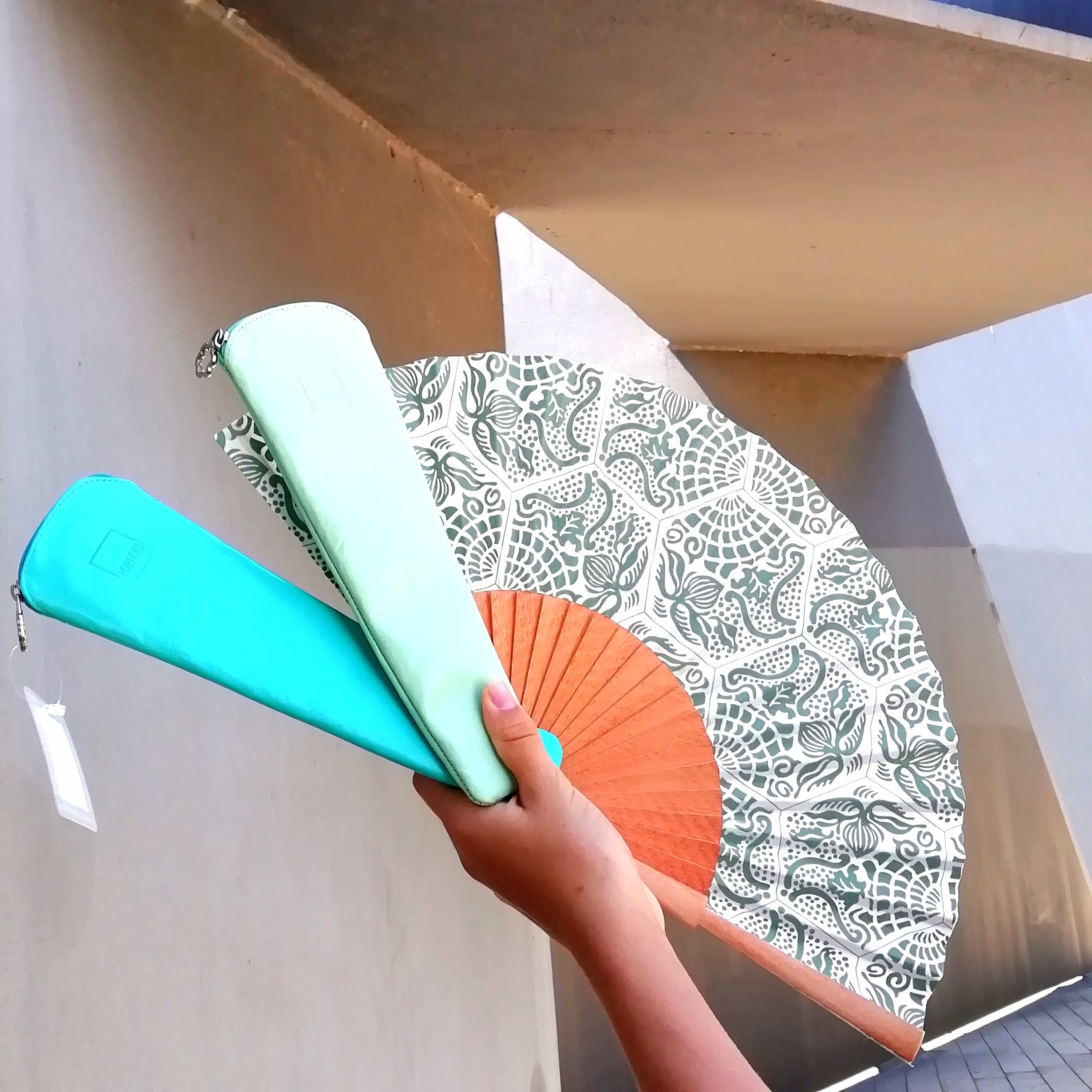 Hand Fan , Gaudí Barcelona Tile , Handmade , Gaudí Stamped Design ...