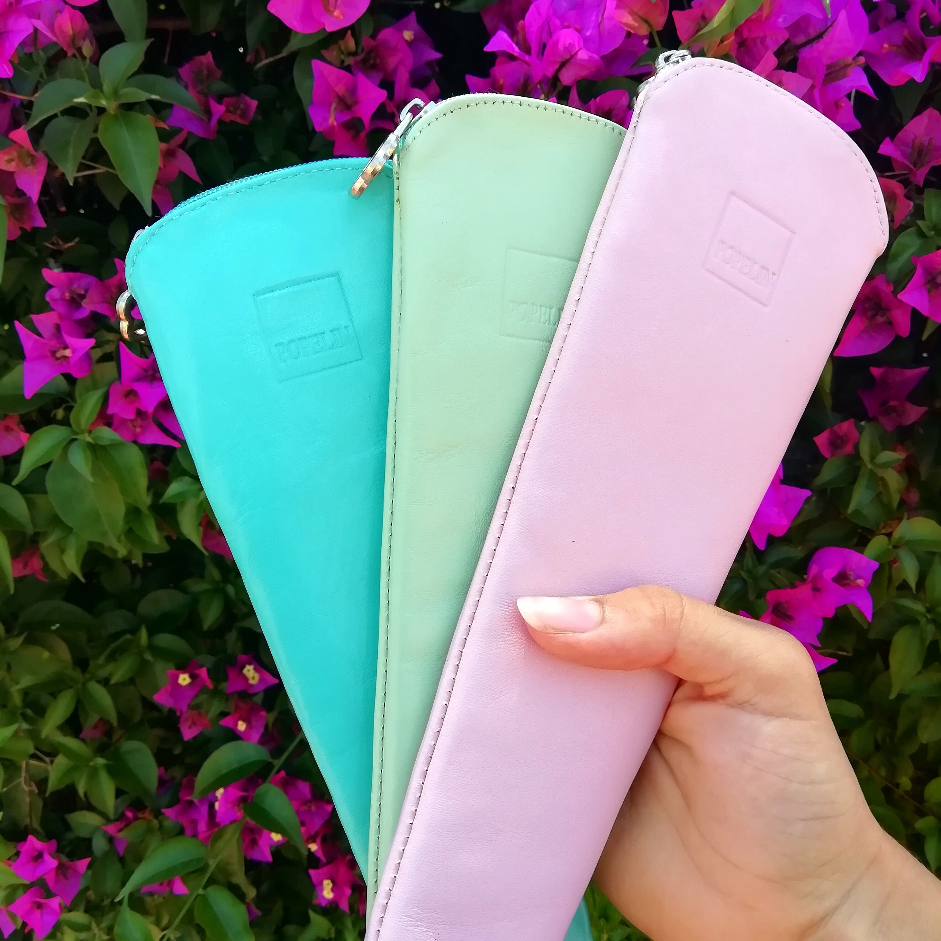 Hand Fan Leather Case, Light Turquoise, Fashion Accessory , Gift for ...