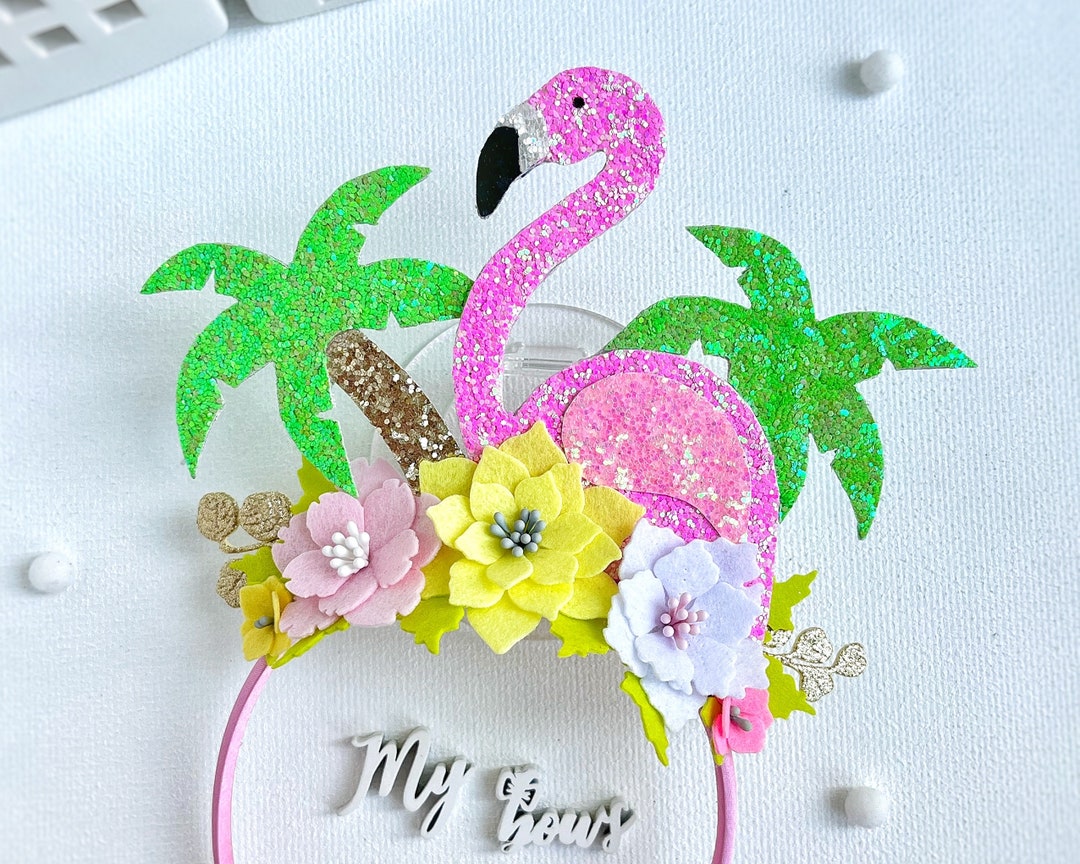 Glitter Flamingo Headband: Felt Flower Tiara, Summer Flamingo Party - Etsy