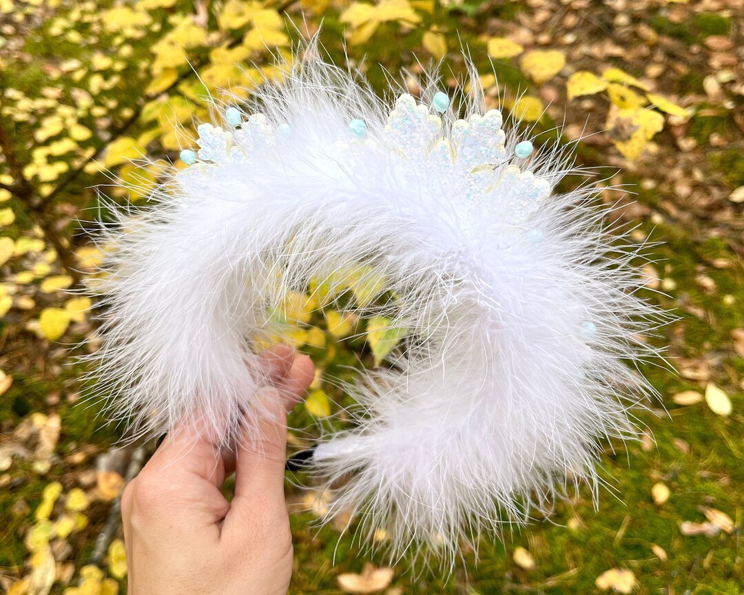 Snowflake Crown: Feather Christmas Headband, Snow Queen Headpiece - Etsy