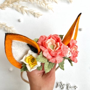 Fox Ears Headband With Flowers, Woodland Felt Headband, Fox Girl Crown ...