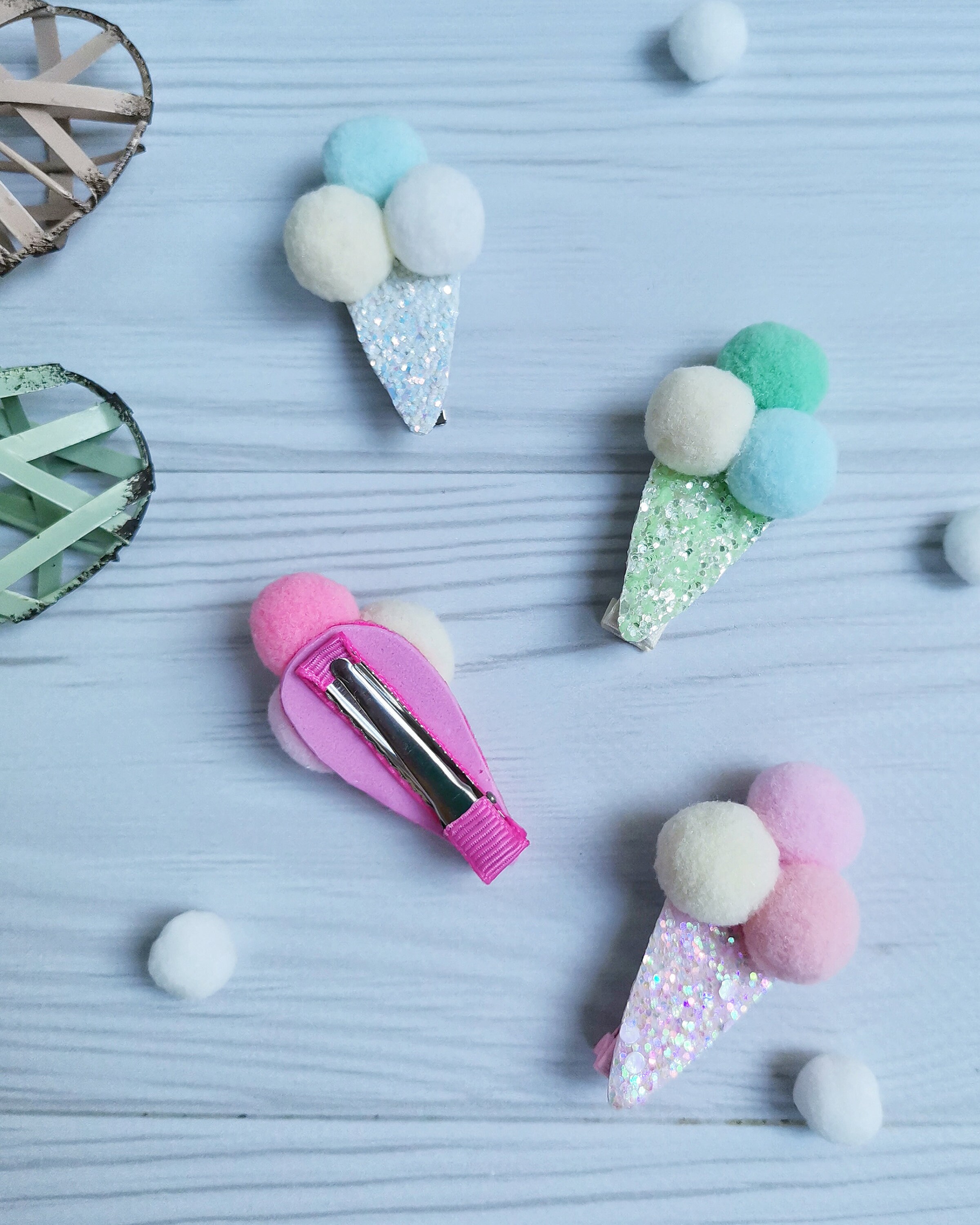 Set of 2 Ice Cream Hair Clips, Christmas Gift, Hair Clip With Ice Cream ...