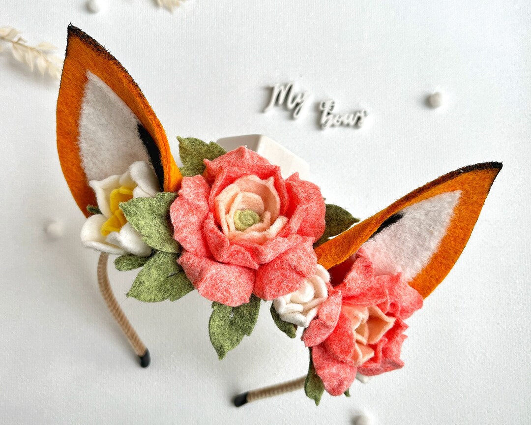 Fox Ears Headband With Flowers, Woodland Felt Headband, Fox Girl Crown ...