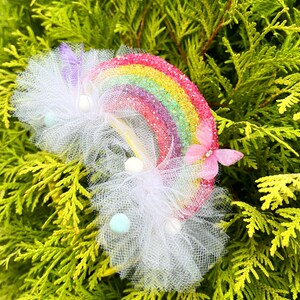 Rainbow Girl Headband, Toddler Birthday Headband, Rainbow Cloud Bow ...