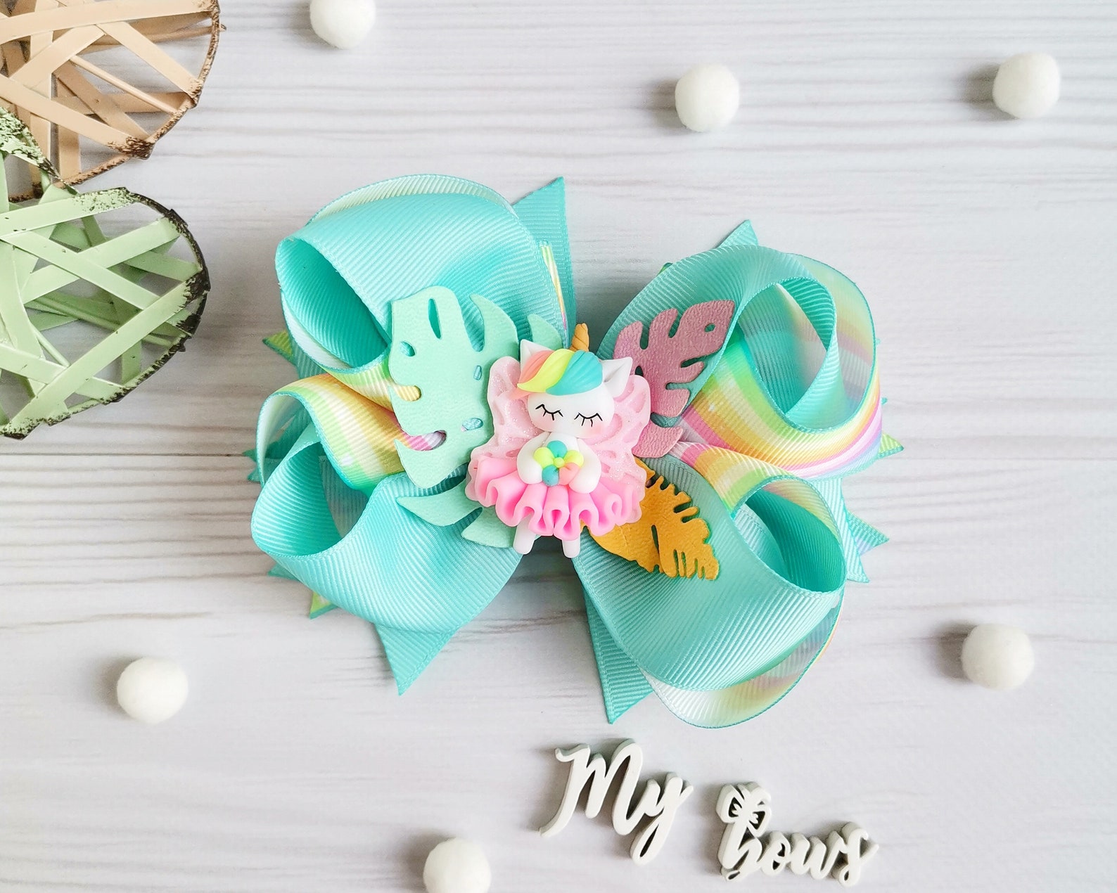 Rainbow Big Hair Bow, 5 Inch Bow, Christmas Girl Gift, Girls Bow, Big ...