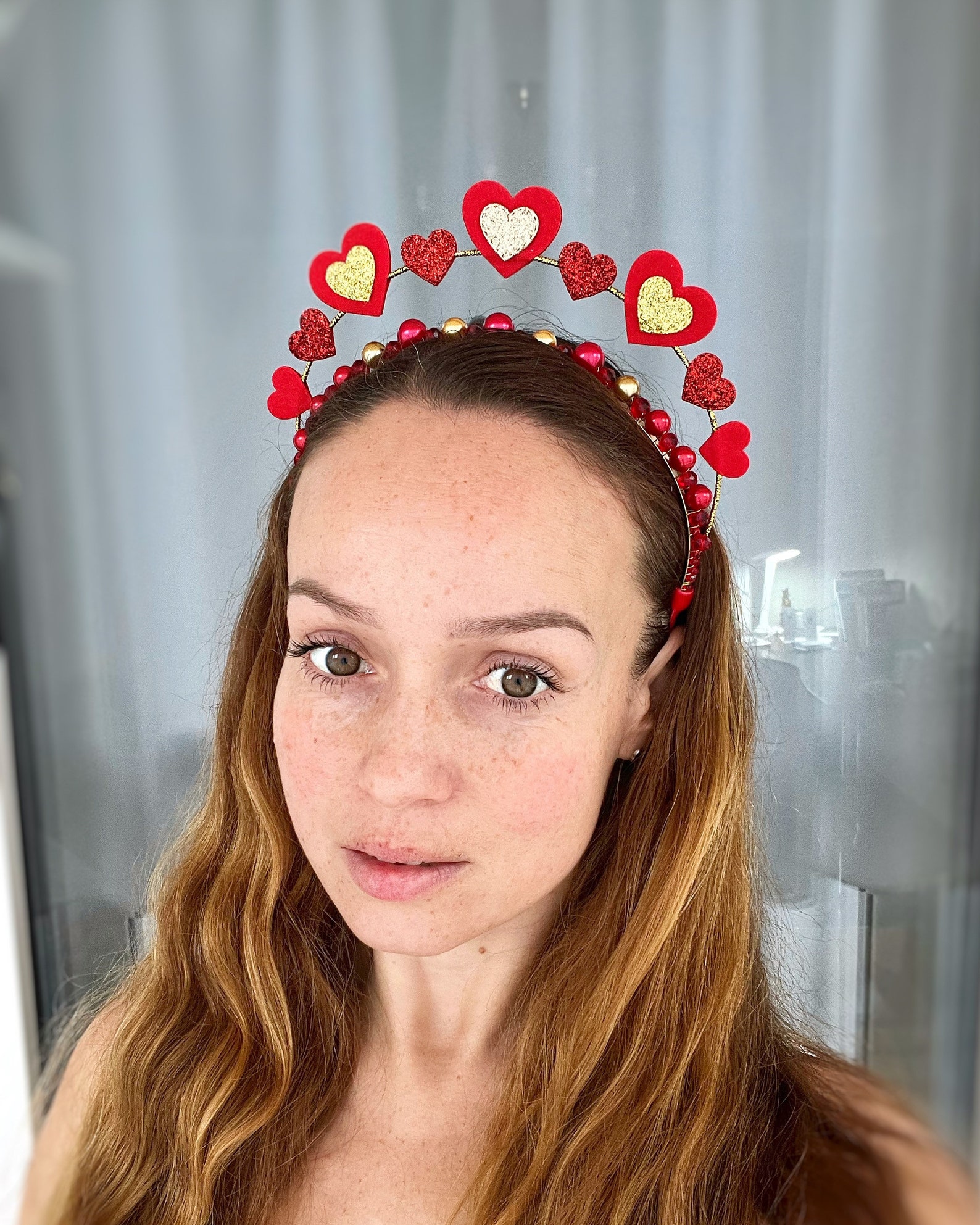 Red Heart Crown Valentines Day Headband Hearts Bachelorette Etsy