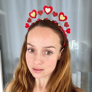 Red Heart Crown, Valentine’s Day Headband, Hearts Bachelorette Party ...