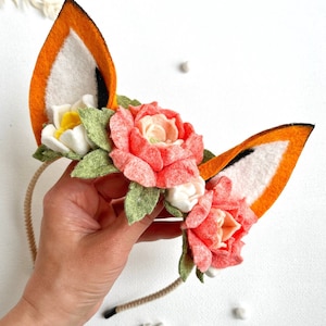 Fox Ears Headband With Flowers, Woodland Felt Headband, Fox Girl Crown ...