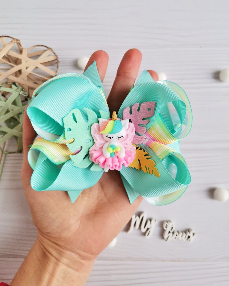 Rainbow Big Hair Bow, 5 Inch Bow, Christmas Girl Gift, Girls Bow, Big ...