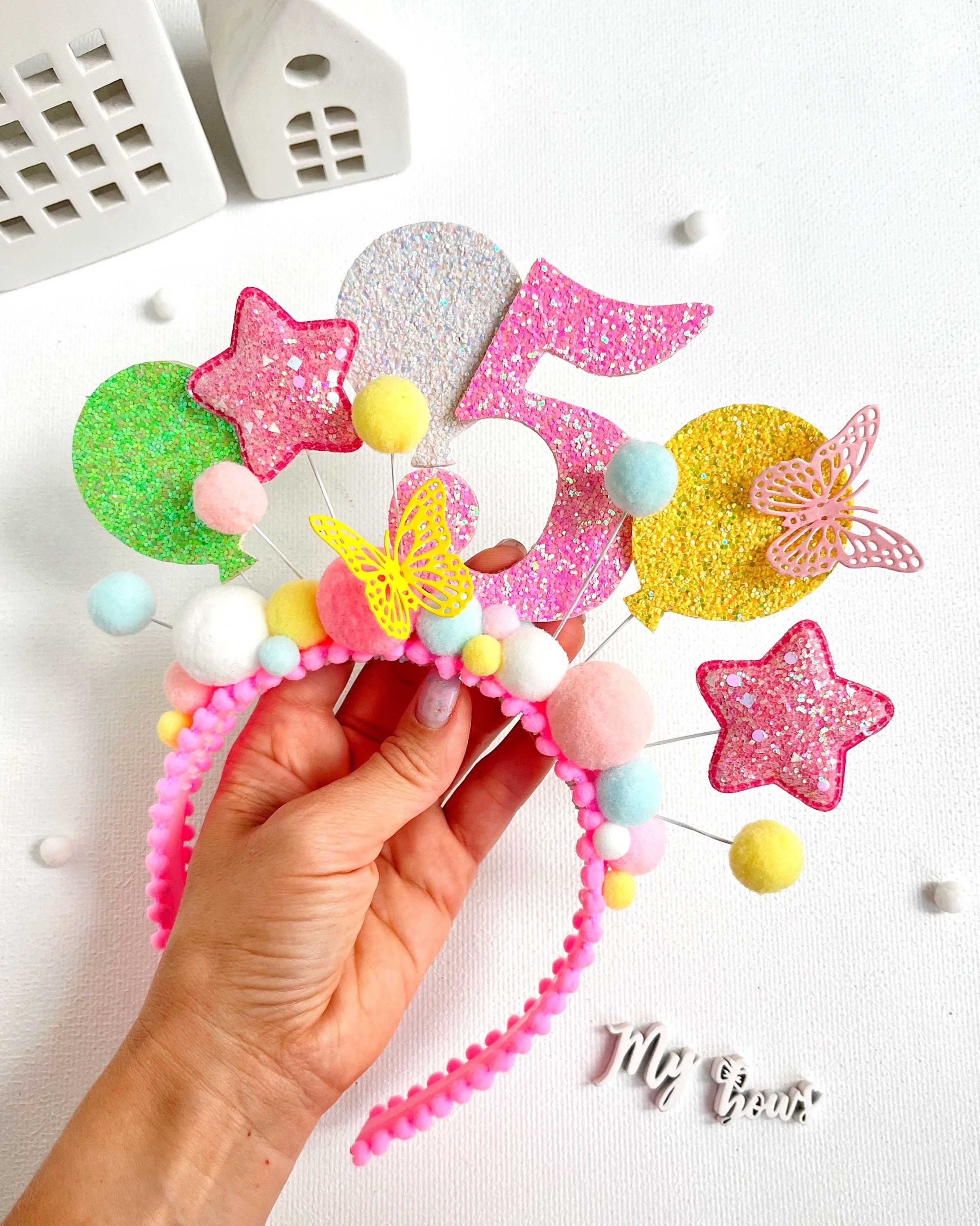 Birthday Party Crown: Pink Number Headband, Birthday Tiara - Etsy