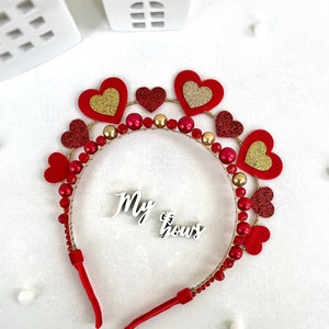 Red Heart Crown, Valentine’s Day Headband, Hearts Bachelorette Party ...