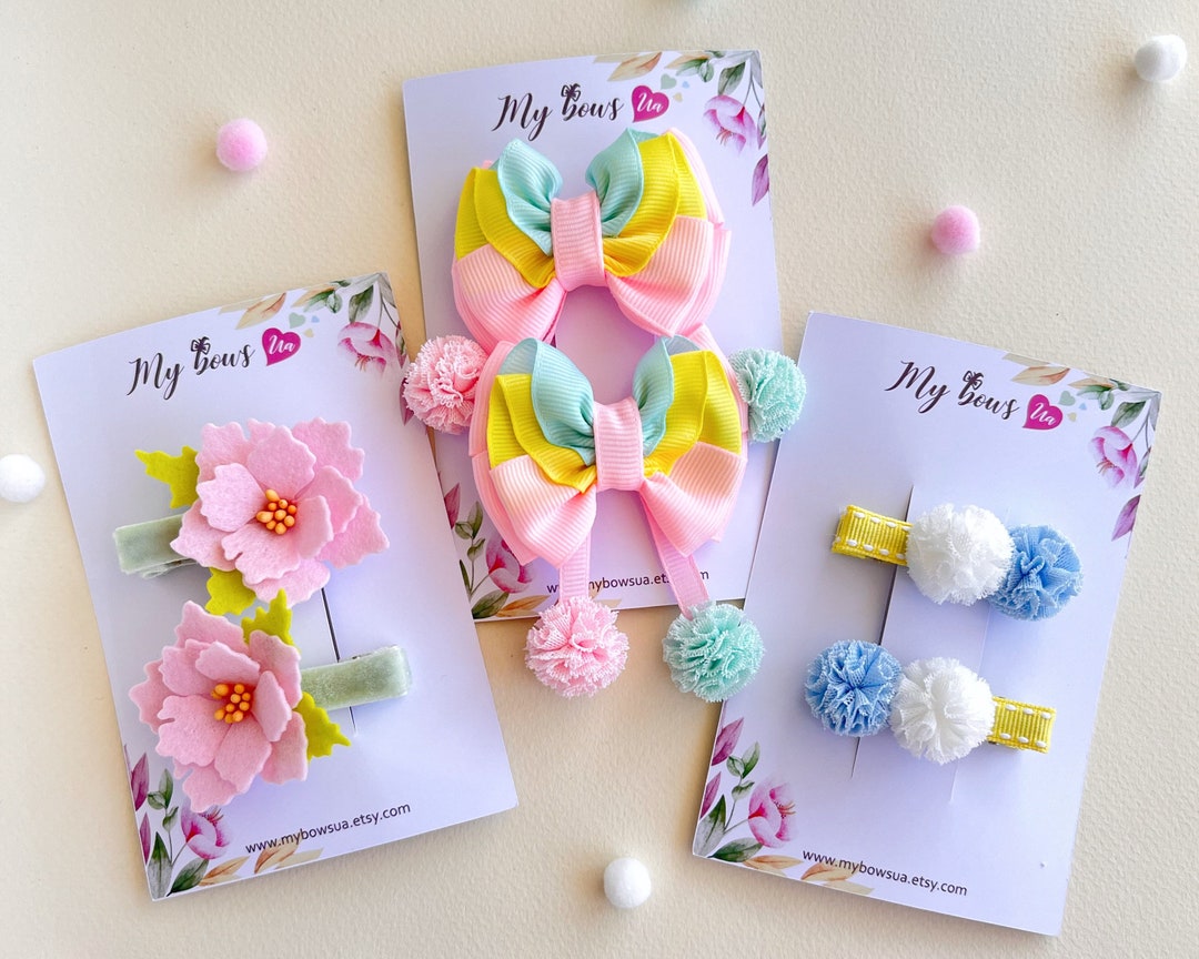 Baby Girls Set of 6 Clips, Baby Girls Birthday Gift, Baby Hair Bow ...