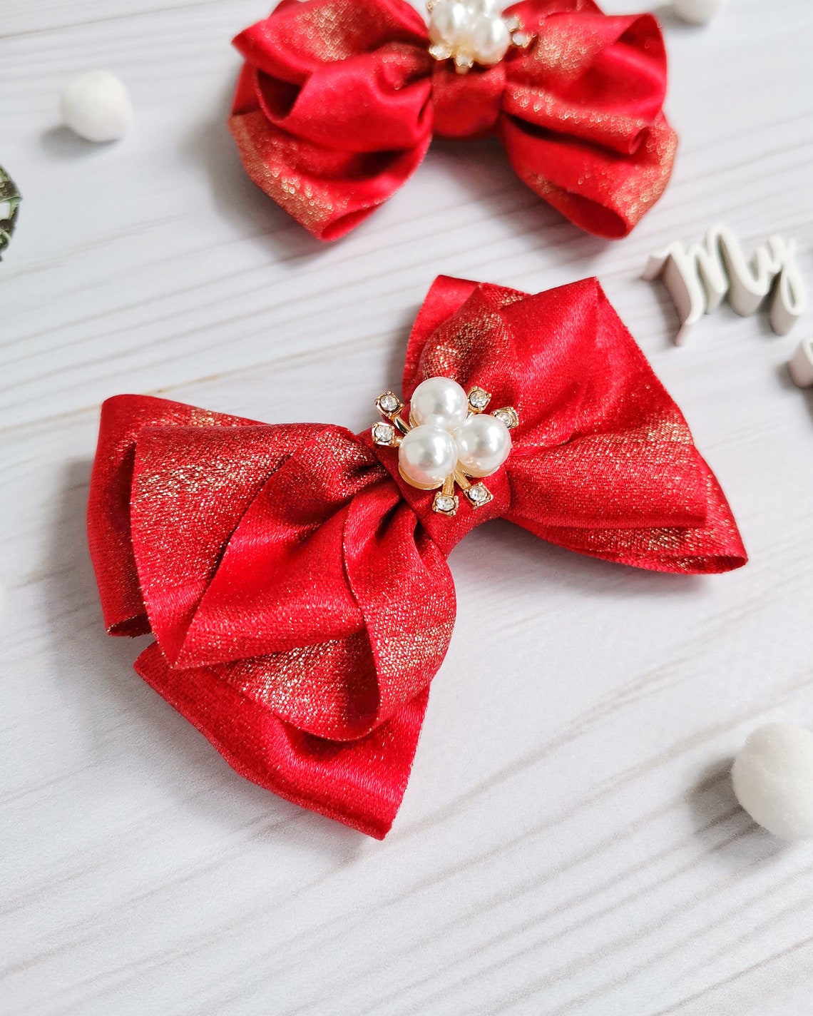 Red School hair bows Set of 2 School Uniform bows Uniform | Etsy