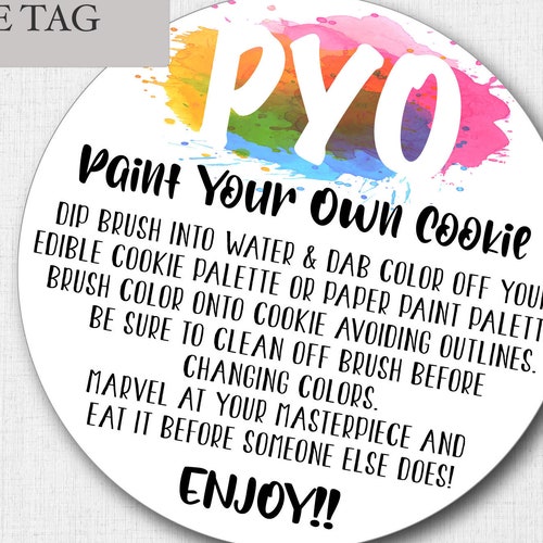 CUSTOMIZABLE PYO Paint Your Own Cookie Kit Instructions - Etsy