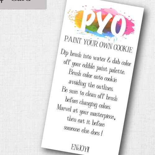 CUSTOMIZABLE PYO Paint Your Own Cookie Kit Instructions - Etsy