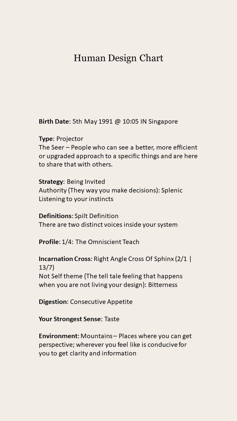 Human Design Reading . Bodygraph . Human Design Chart . Personality ...
